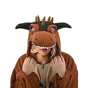 Adult Carnotaurus Onesie Pajamas Dinosaur Animal Cosplay Costume One Piece Jumpsuit Sleepwear for Women Men