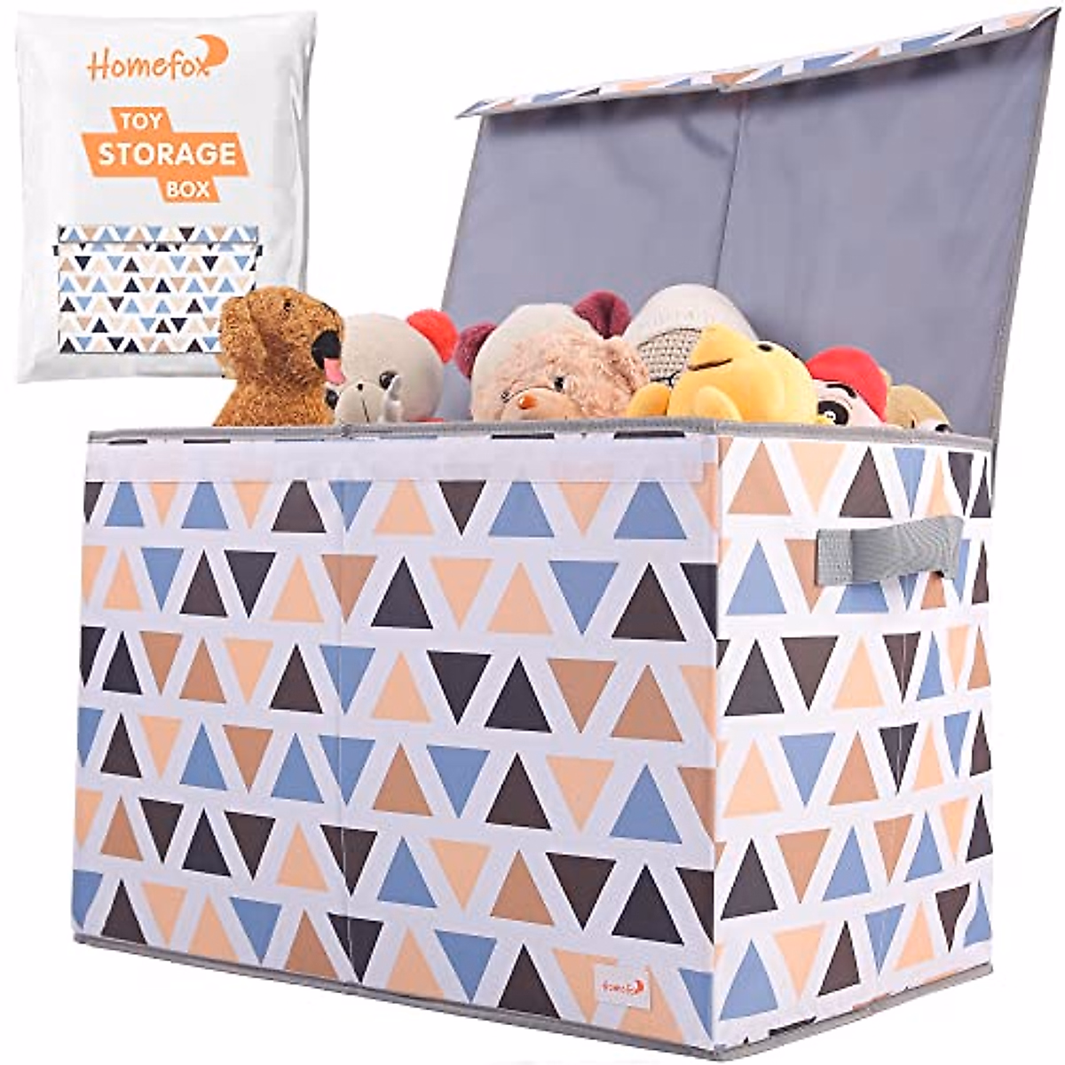 HOMEFOX X-Large Toy Chest - Toy Box - Toy Storage Organizer Bin Basket - 25''x17''x15'' w Flip Top Lid Kid Large ToyBox for Boy Girl Collapsible Portable Stackable Lightweight Foldable Sturdy Storage
