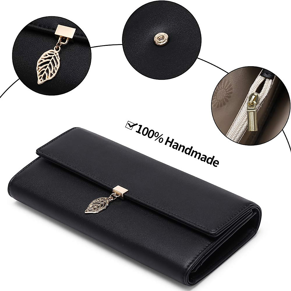 GOIACII Women's Wallet Large Capacity Credit Card Organizer RFID Blocking Long Purse