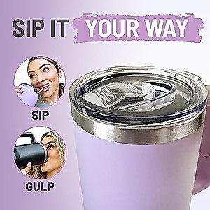 Crave Cups 40oz Tumbler With Handle And Straw l Insulated Stainless Steel Double Wall Spill Proof Water Bottle Travel Mug l Cupholder Friendly Vacuum Sealed Tumblers With Lid (Wisteria)