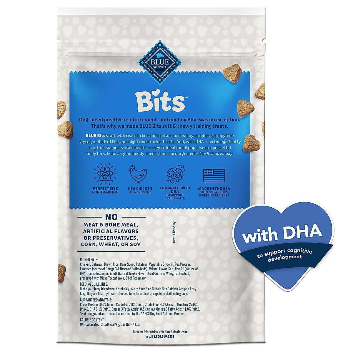 Blue Buffalo Bits Soft Dog Treats for Training, Made With Natural Ingredients & Enhanced with DHA, Chicken Recipe, 19-oz Bag
