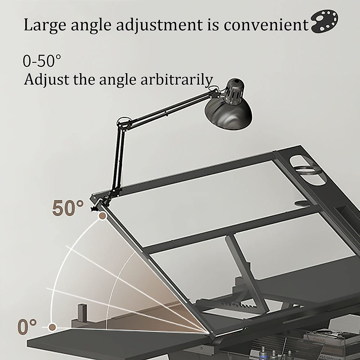 EESHHA Drawing Table Drafting Table Art/Adjustable Glass Drawing Table with 2 Drawers, Art Desk Art Table with Storage, Student Desk Study Desk for Drawing, Painting, Writing and Studying