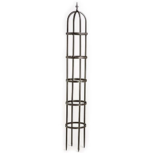 Plow & Hearth Metal Garden Obelisk | Indoor/Outdoor | Powder-Coated Steel | Trellis for Climbing | Floral Pattern | 11" Dia. x 8'H | Bronze