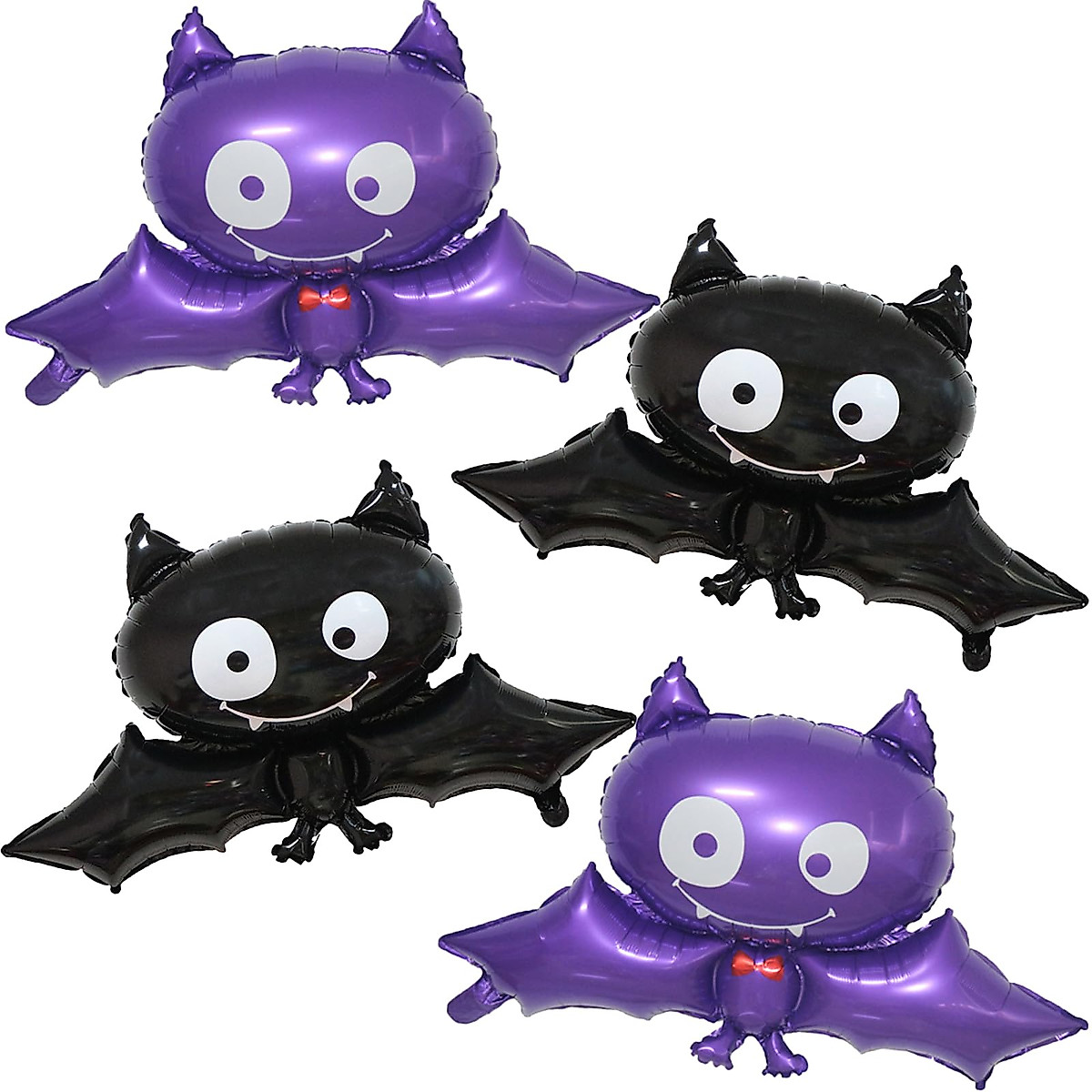 4 Pieces Large Bat Mylar Balloons Halloween Balloons Purple Black Bat Balloons Black Purple Halloween Decorations Halloween Foil Balloons for Halloween Party Decorations Supplies
