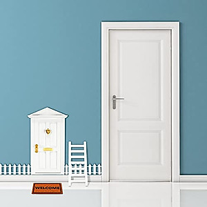 Tooth Fairy Door Kit Mini Wooden Tooth Fairy Door with Accessories Fairy Tale Education Learning Toy for Girls Dollhouse Fairy Garden Decoration DIY Craft Activities (White, Red, God, Brown)