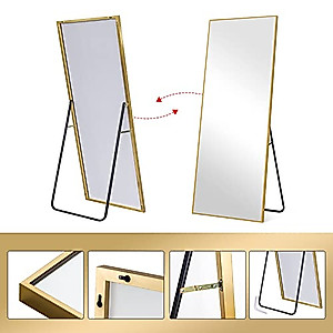 MIRUO 63"x20" Mirror Full Length Wall Mirror Floor & Full Length Mirrors for Wall Decor Living Room Wall-Mounted Mirrors Body Mirror Gold Mirror Large Mirror