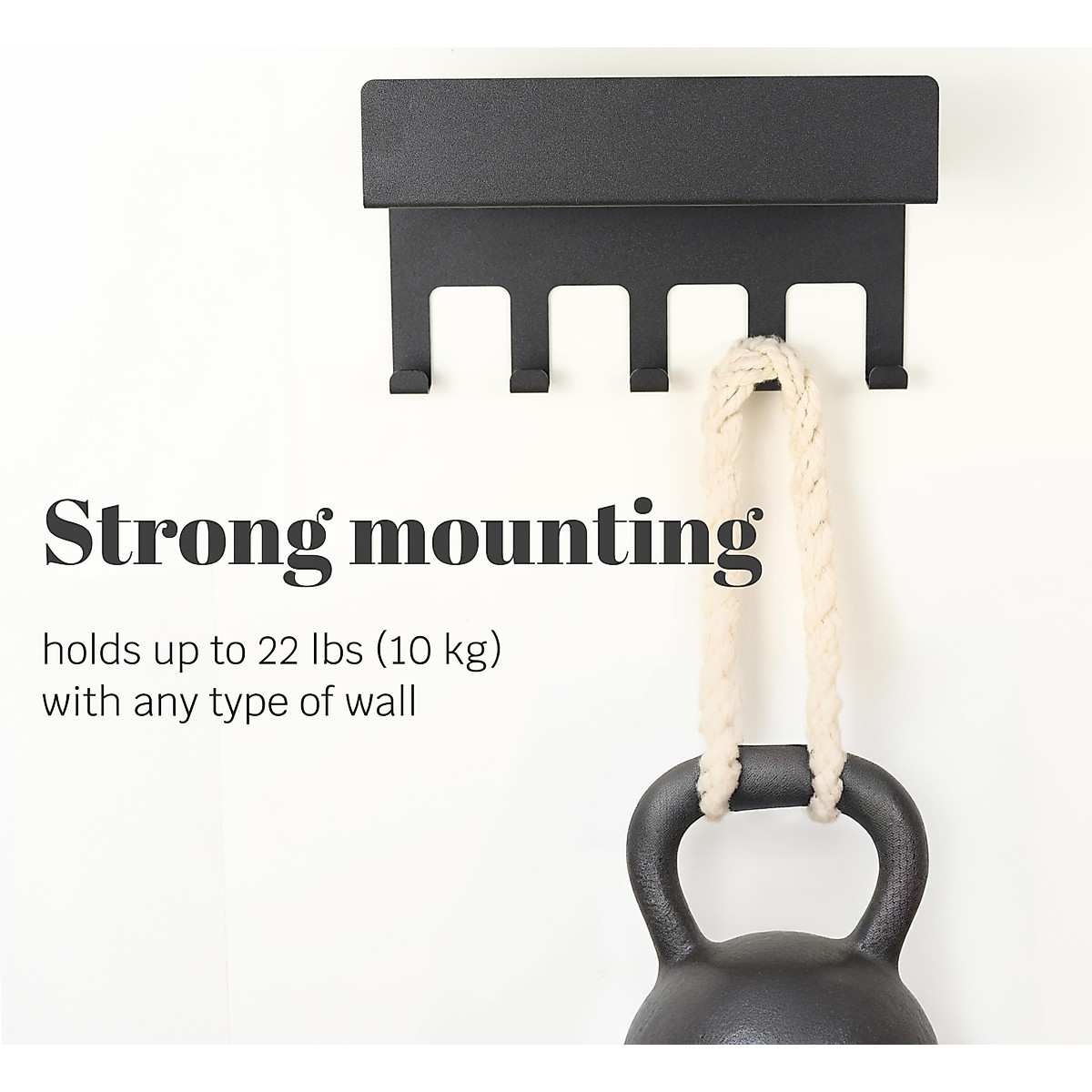 Black Metal Key Holder Wall Mount with Mail Holder - Key Holder for Wall, Key Rack, Mail Organizer Wall Mounted, Command Shelf, Key Organizer, Key Hanger, Key and Mail Holder for Wall