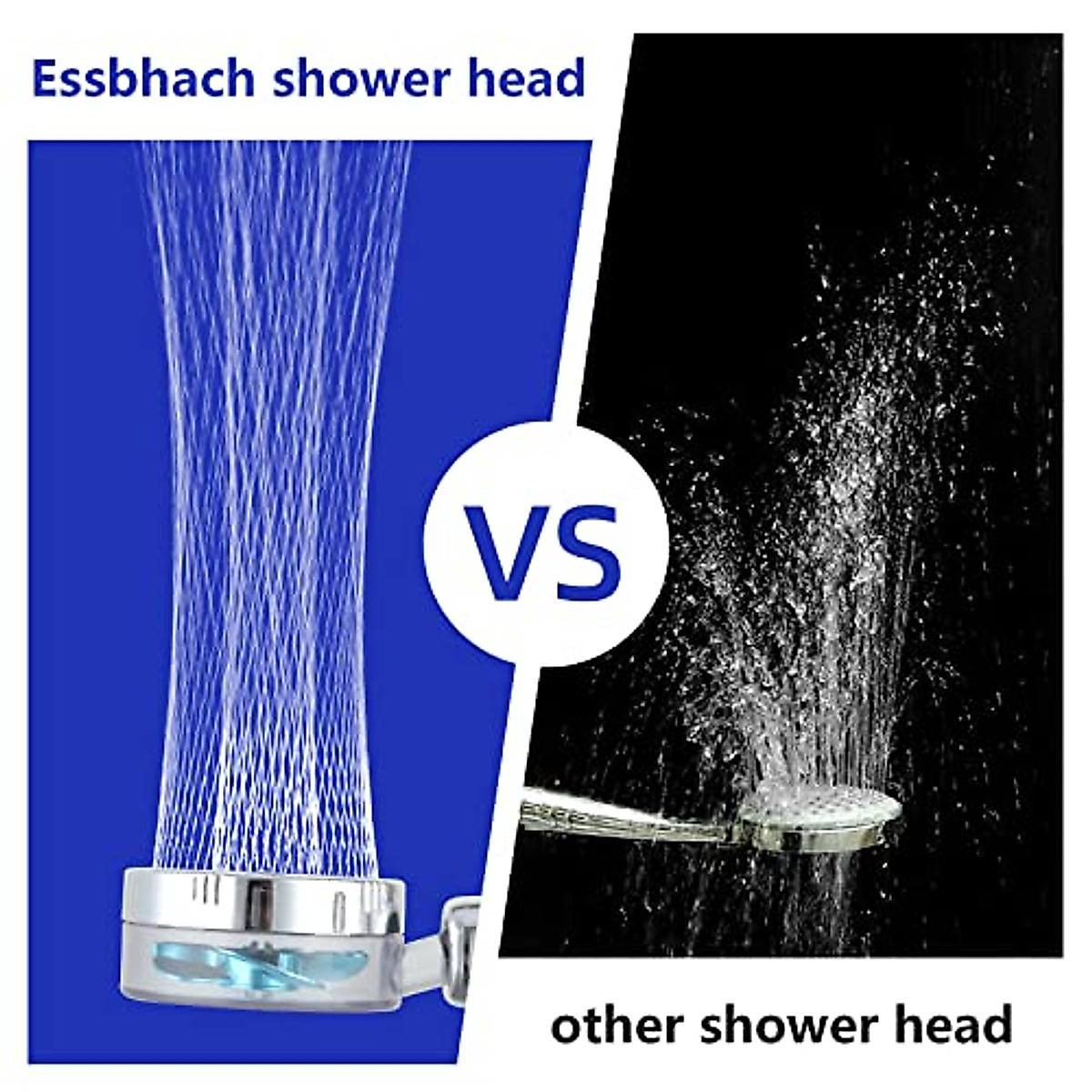 Essbhach Shower Head with Handheld, High Pressure Hand Held Turbo Shower Head Rainfall, Hydro Jet Shower Head Kit with 3 Filters, Turbocharged Shower Head,Easy to Install,Blue