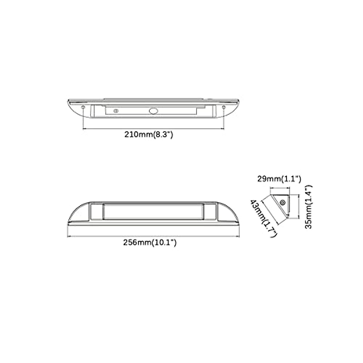 Raycharm 10" RV & Marine Boat LED Awning Porch Utility Light Fixture, 40° Down Angle Beam, 6000K Cool-White Super Bright, 12V/24V DC, High Light-Output Low Ampere Draw, Waterproof White Finish, 2-Pack