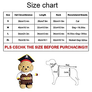 3 Pack Pet Pirate Costume Set Pirate Skull Cap Hat + Pirate Dog Cloak + Pirate Cosplay Jumpsuit for Cat Puppy Halloween Dress Up Costume Photo Props Accessories (Large)