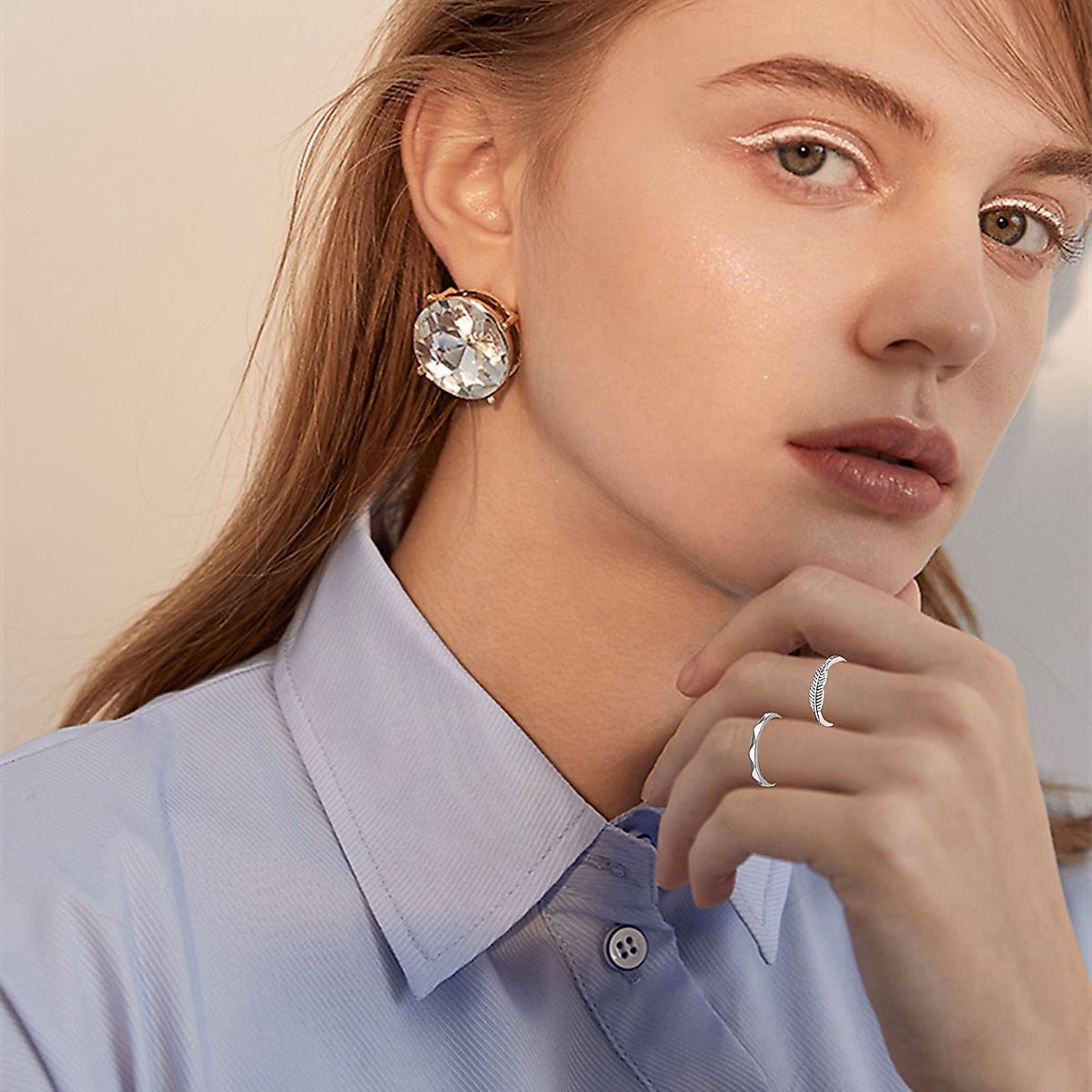 Honsny 12PCS Knuckle Rings for Women Adjustable Rings Arrow Knot Wave Cute Star Moon Band Open Rings Stackable Thumb Joint Finger Silver Rings Set for Teen Girls