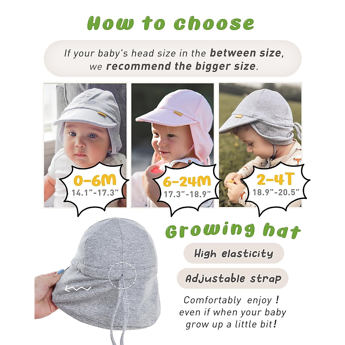 FURTALK Baby Sun Hat UPF 50+ UV Ray Sun Protection Cotton Toddler Hats for Boys Girls