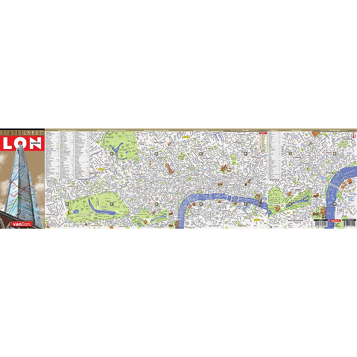 StreetSmart® London Map by VanDam - City Center Street Map of London, England - Laminated folding pocket size city travel and Tube map with all museums, attractions, hotels and sights; 2024 Edition