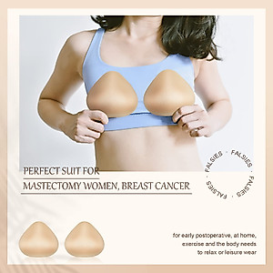 Hercicy 1 Pair Cotton Breast Forms Light Sponge Boobs Mastectomy Breast Cancer Support Bra for Women