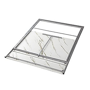 Urban Lifestyle Foldable 2 Tier Compact Computer Desk, Marble/Silver