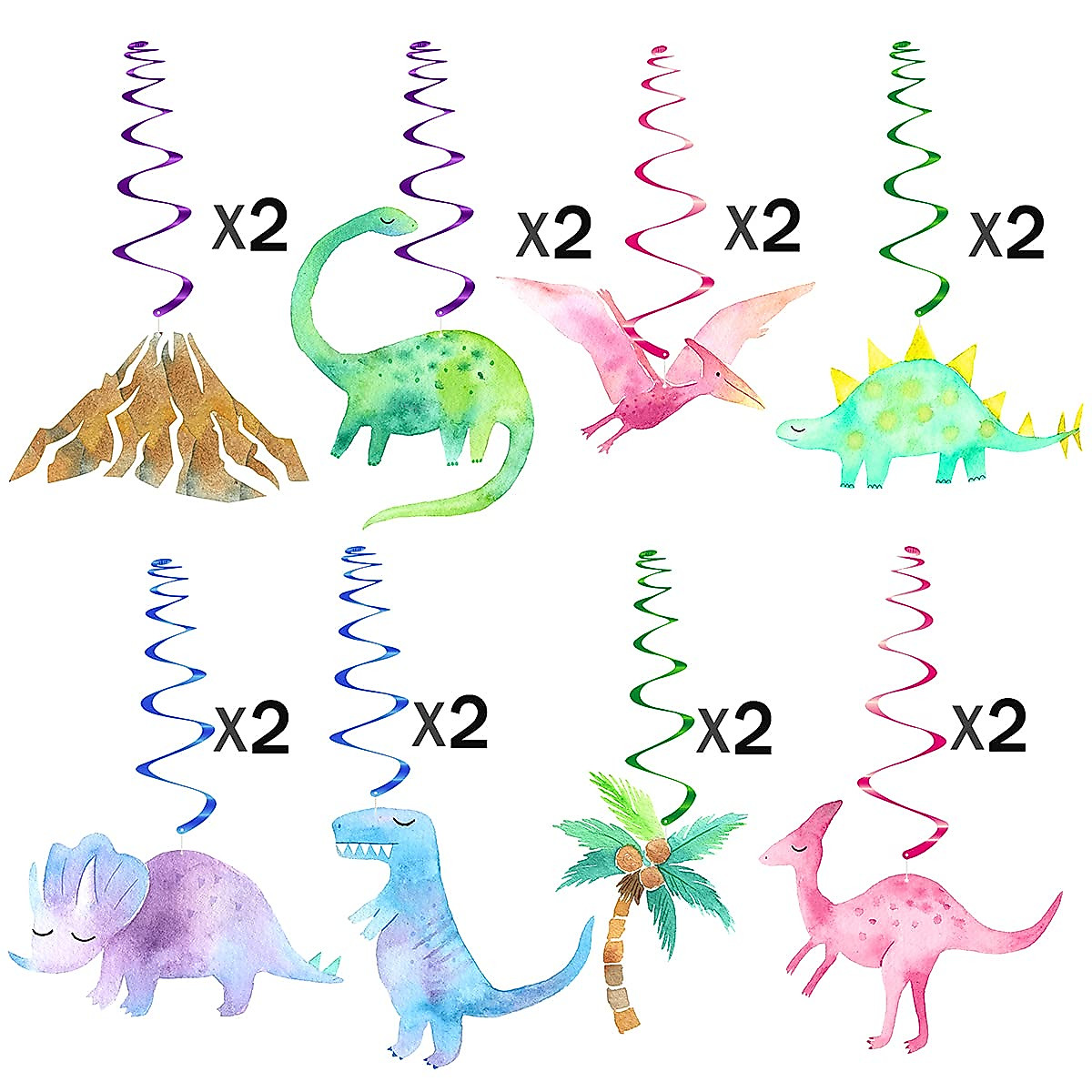 Girls Dinosaur Birthday Party Decorations, Pink Dinosaur Party Supplies, Girls Dino Party Banner and Hanging Swirls