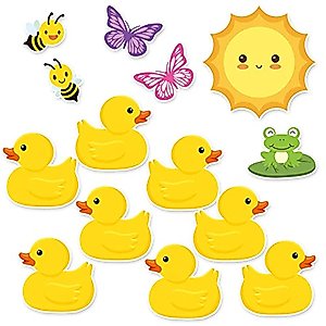 59Pcs Duck Bulletin Board Cutouts Quack Welcome Back To School Duck Classroom Decoration Cutouts Duck Themed Party Supplies Suitable for Teacher Student Bulletin Board Display or Home Wall Decorations