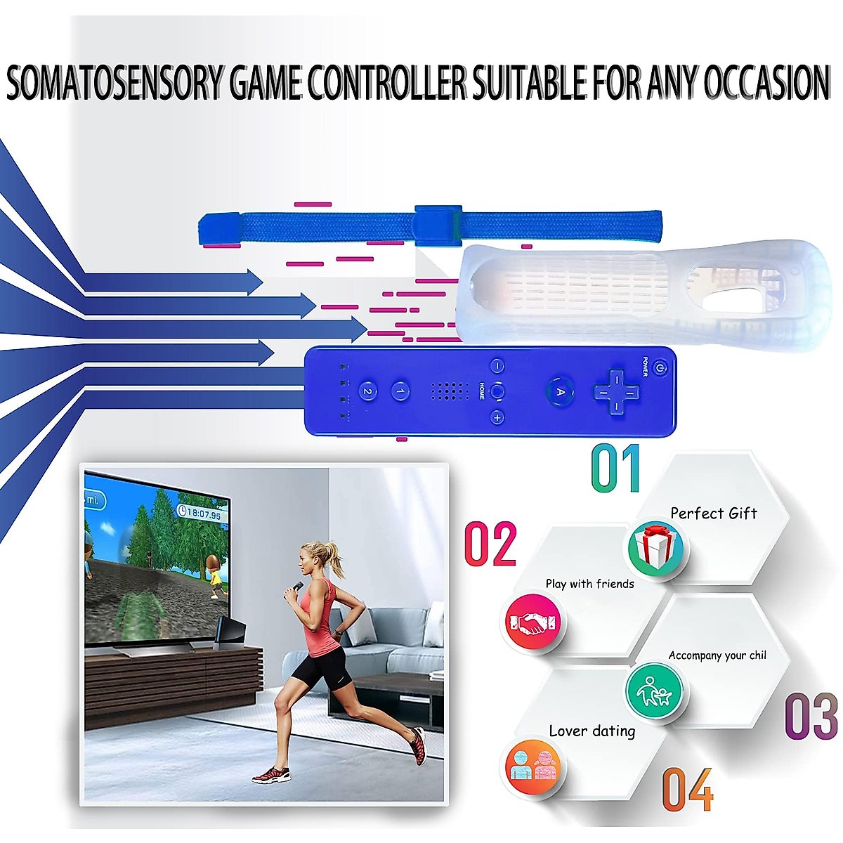 PGYFDAL 2 Pack Remote Controller and Nunchuck Joystick for wii Console, Gamepad with Silicone Case and Wrist Strap (Pink and Dark Blue)