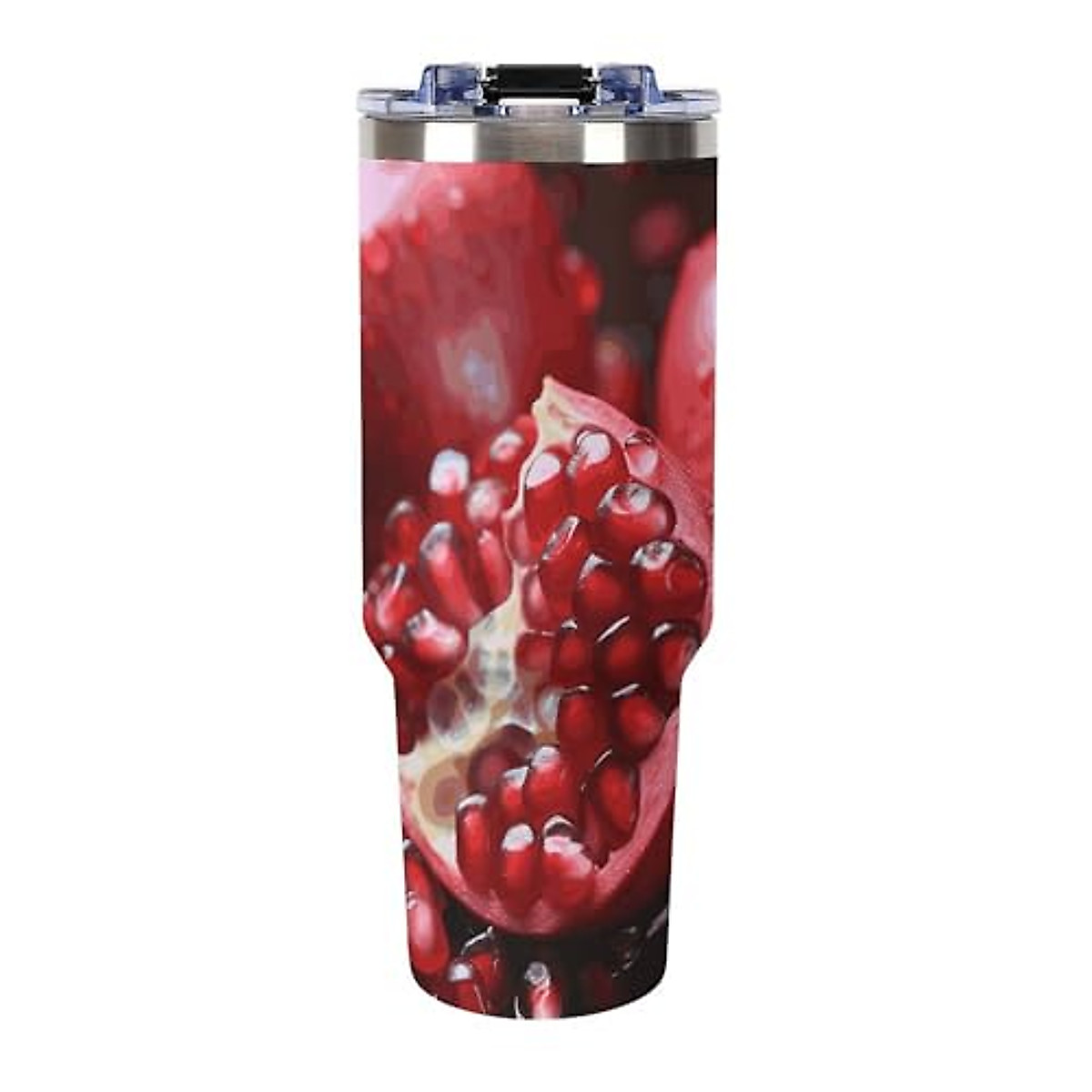 Pomegranate Fruit 40 Oz Water Bottle, Stainless Steel Tumbler with Handle And Straw, Extra Large Insulated Tumbler, Flip Straw Tumblers for Sports, Work, Car, Travel And Weekends
