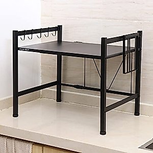 Microwave Kitchen Storage Rack - Telescopic Shelf for Simple Double-Layer Space-Saving Storage - Microwave and Stove Top Rack with Adjustable Design - Toaster Shelf Stand Kitchen Countertop Organizer