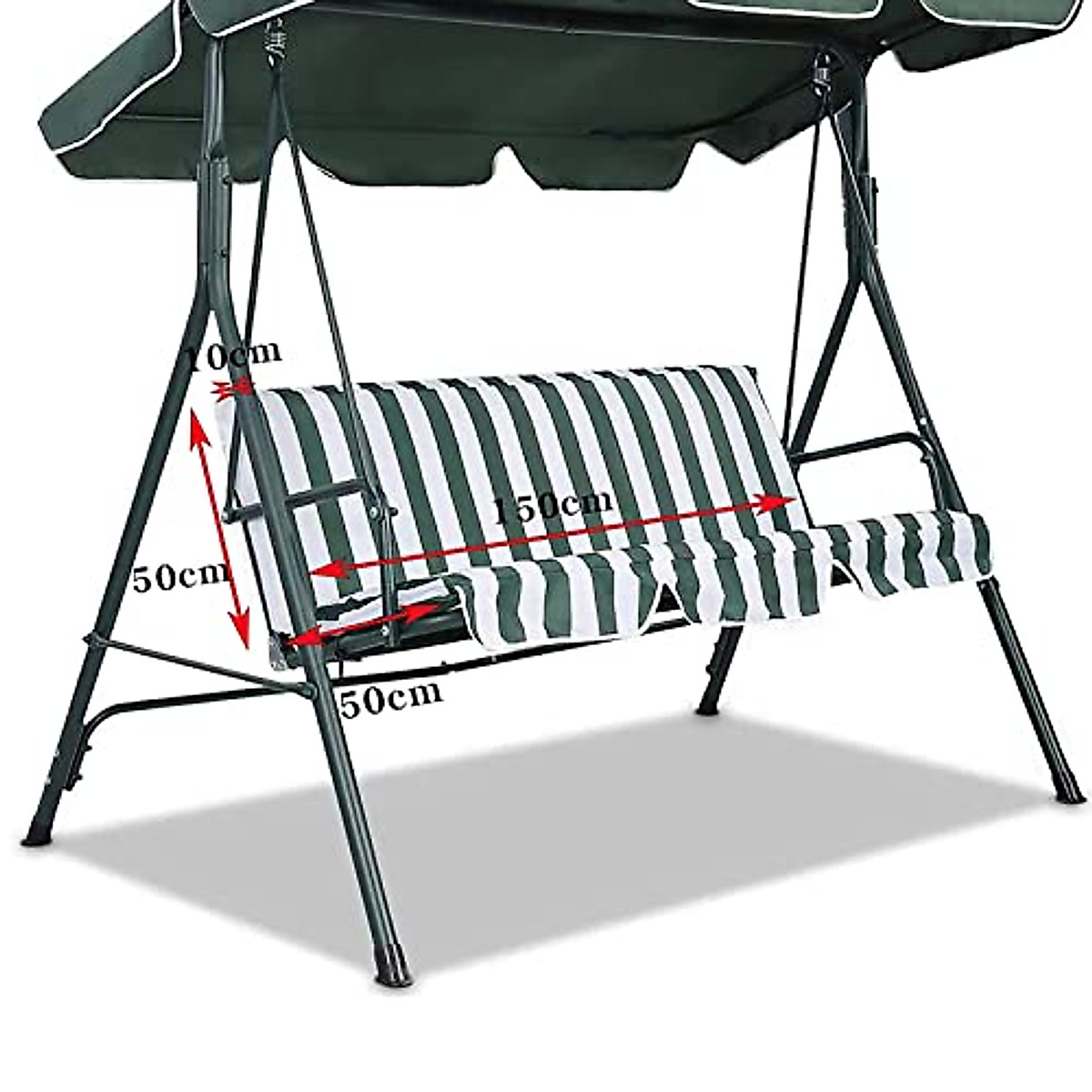 MSRRY Patio Swing Canopy Replacement Top Cover, Replacement Cover for Swing Canopy,Swing Hammock Garden Seater Sun Shade，Green(Size:Chair Cover 150 * 150 * 10cm)