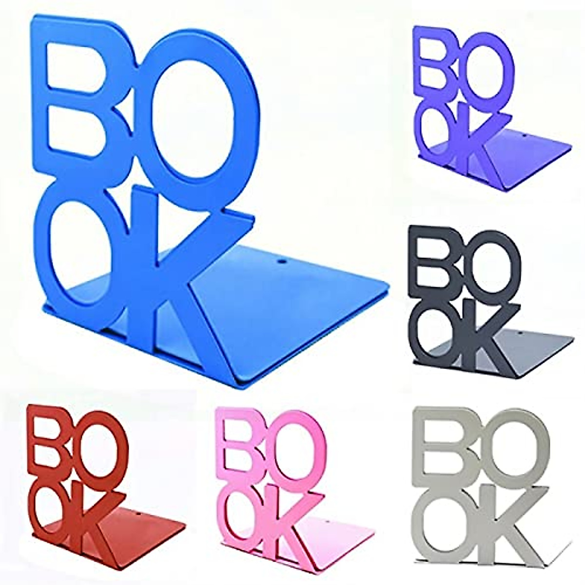 Bookends Colourful Heavy Duty Metal Book Ends Letter Style Bookends Office Stationery Bookend bookends ( Color : Red )