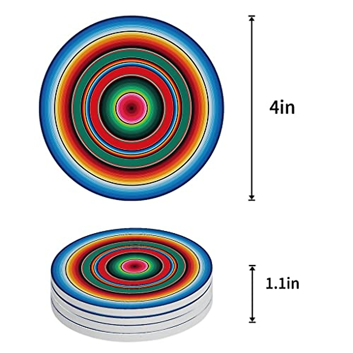 QUANJJ Stripes Coasters Ceramic Set Round Absorbent Drink Coaster Coffee Tea Cup Placemats Table Mat (Color : D, Size : 8pcs)