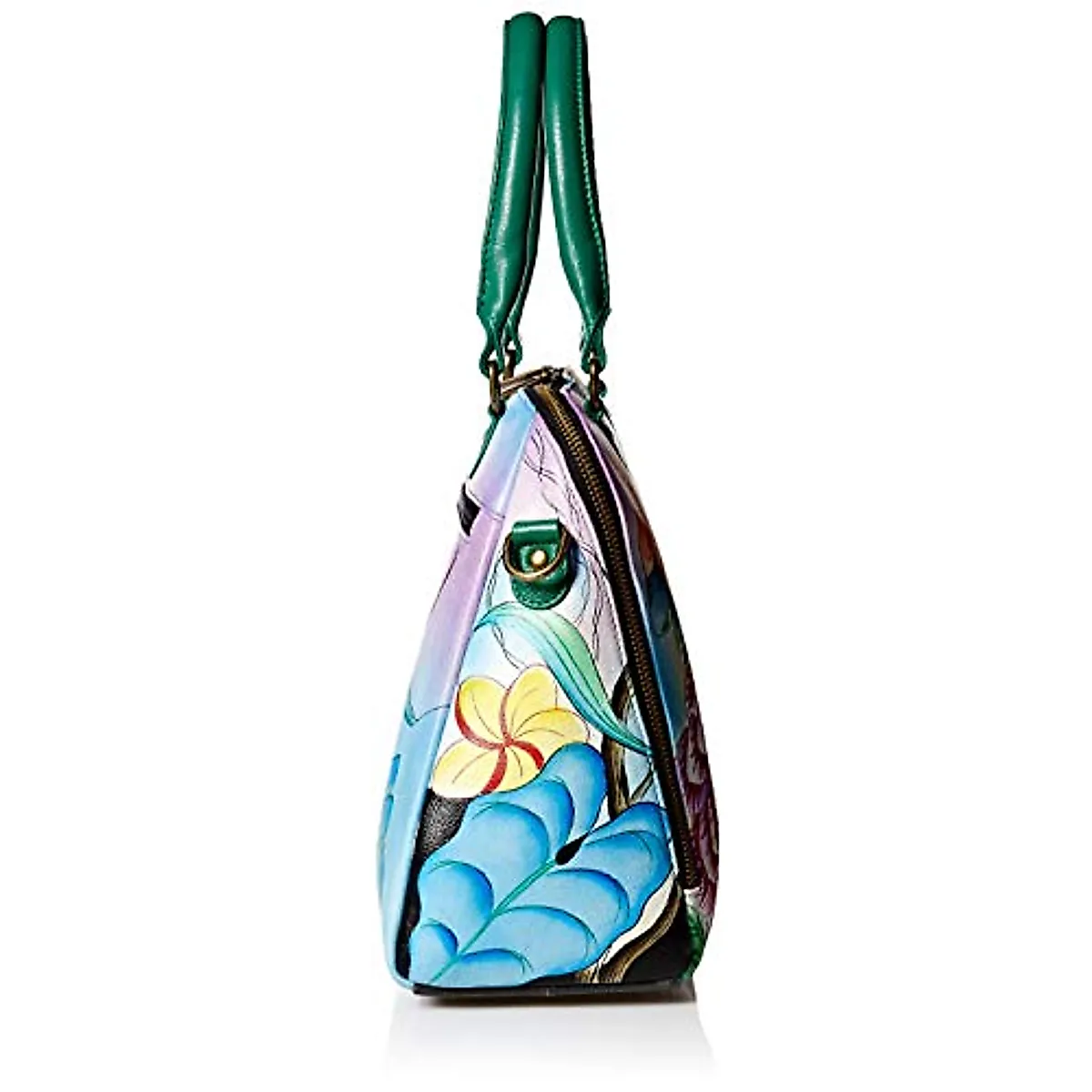 Anuschka Anna Hand Painted Leather Women's Organizer Satchel, Whimsical Garden