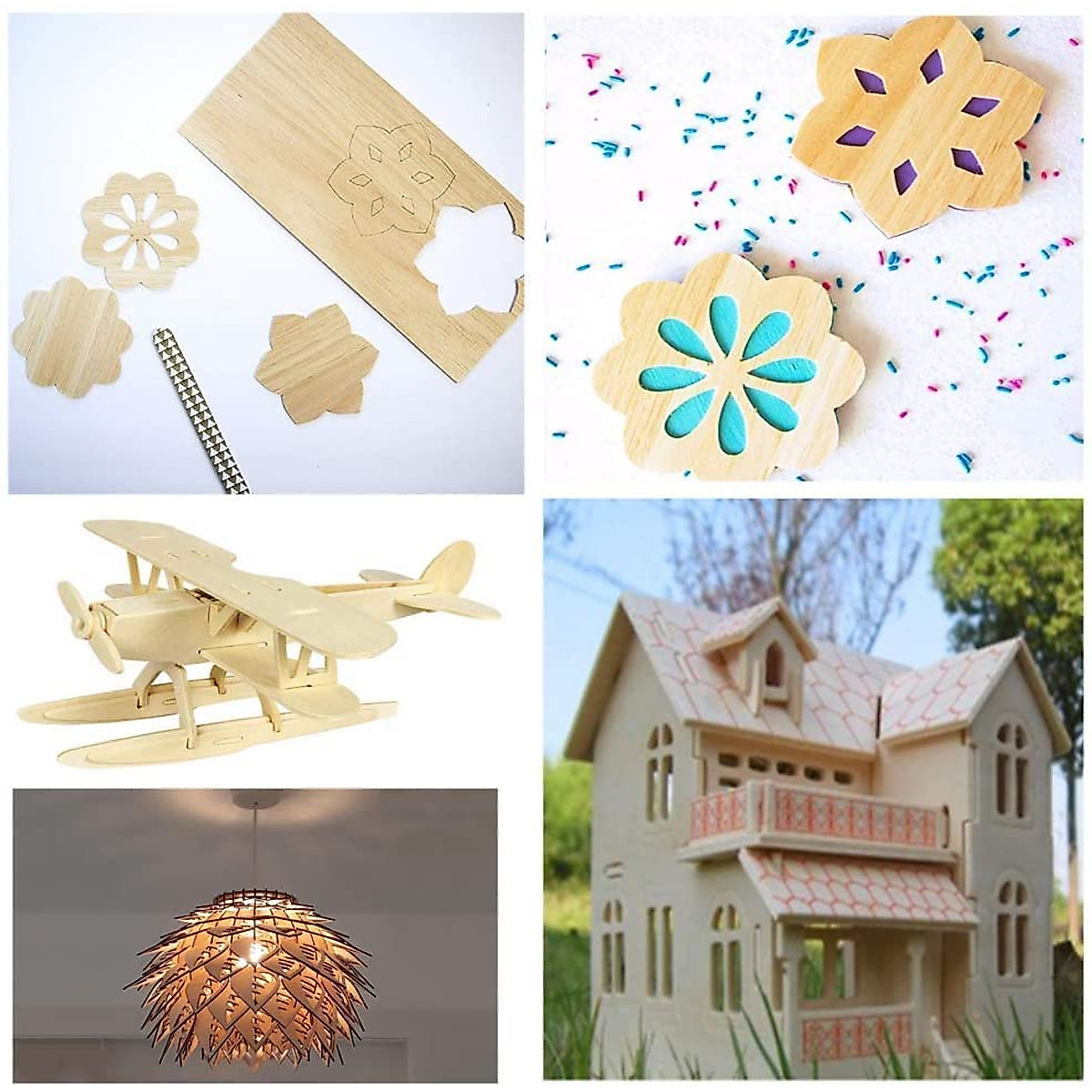 FOGAWA 5Pcs Balsa Wood Sheets 1/16 x12x8 Inch Plywood Sheets Unpainted Thin Natural Unfinished Wood Hobby Wood Board for Making Mini House Airplane Ship Boat DIY Model