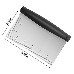 2pcs Stainless Steel Dough Scraper & Chopper - 6 Inch Multi-Purpose Kitchen Tools with Measuring Markings, Cutter for Dough, Pizza, Cake,Griddle Scraper,Bench Scraper