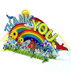 MeeSunnie Thank You Pop Up Card, 3D Colorful Greeting Card, Confetti Thankful Card Flower for Retirement, Thinking Of You, Grateful, Gratitude, Love Mom Friend Teacher Nurse Boss Co-Worker