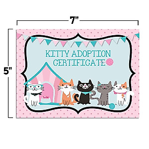 Plush Kitten Stuffed Animal Themed Certificates of Adoption for Kids' Birthday Parties, 10 5x7 Fill in Cards by AmandaCreation