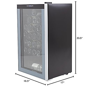 Avanti WC34N2P Wine Cooler Freestanding Single Zone with Temperature Control Holds Up to 34 Bottles, Stainless Steel Construction with Glass Door, Black