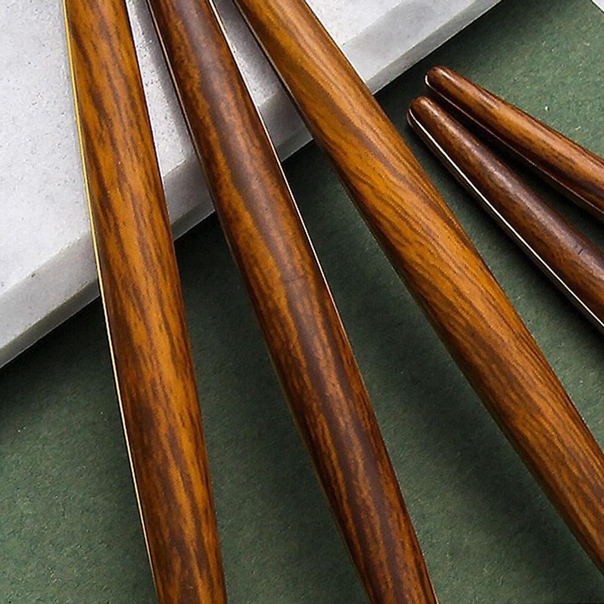 Aimilan 20 Piece Gold Silverware Set for 4, Imitation Wooden Handle Flatware Cutlery Set for Home Kitchen Restaurant, Mirror Finish, Dishwasher Safe (20-Piece for 4)