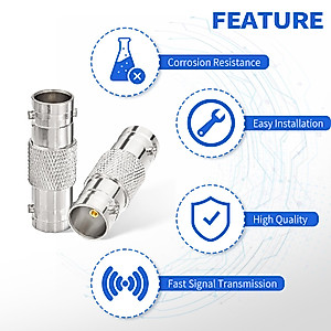 Superbat BNC Adapter 75 Ohm SDI Connector BNC Female to Female Barrel Connector for HD-SDI/3G-SDI/4K/8K SDI Video Camera Cable (2Pcs)