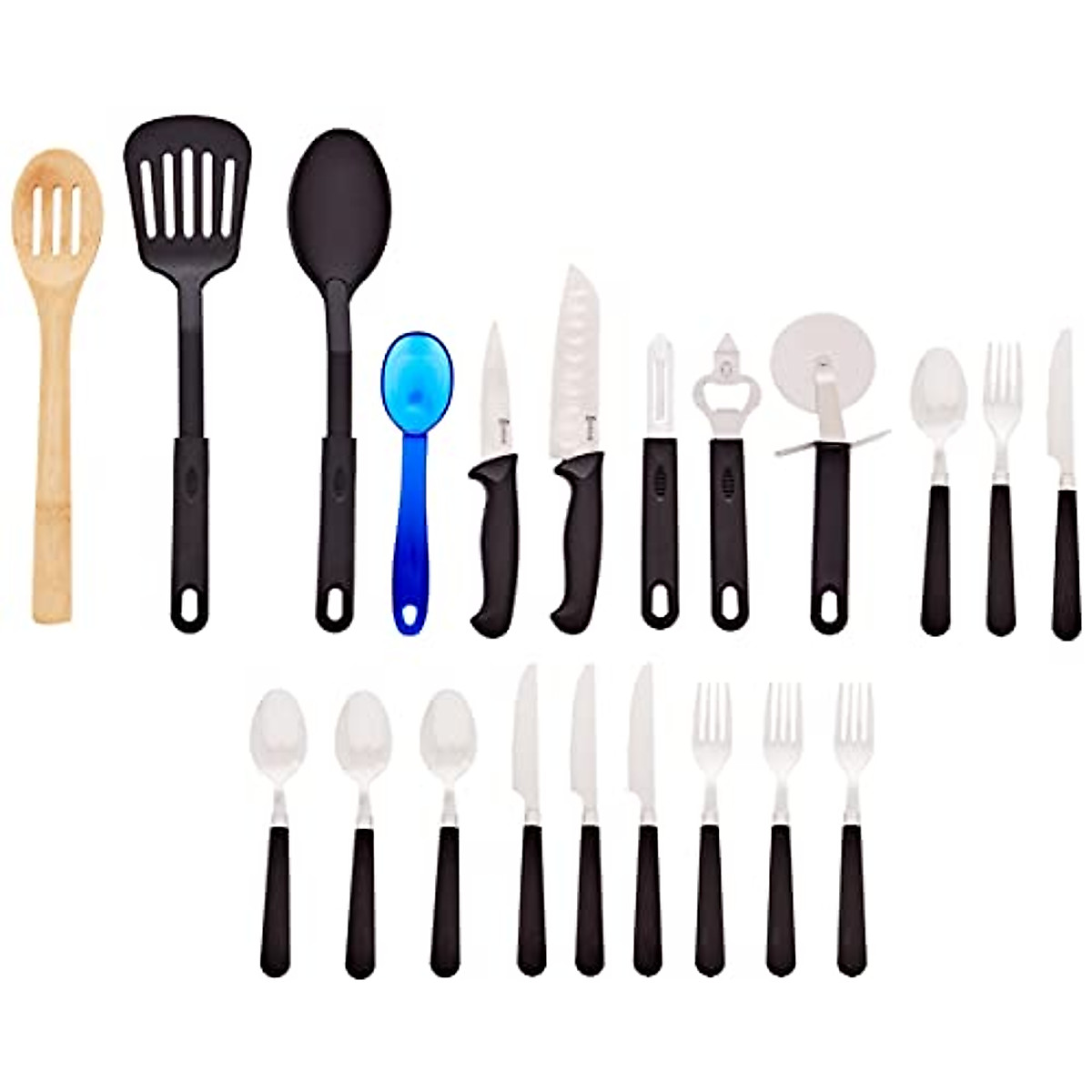 Gibson Home Back to Basics Nonstick Aluminum Cookware Set, 59-Piece, Black