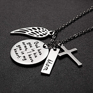 JoycuFF Memorial Gifts for Loss of Mom Necklace In Memory Sympathy Gifts for Daughter Loss of Mum Mama Mother Mom Mommy Remembrance Jewelry Cross Angel Wings Charm