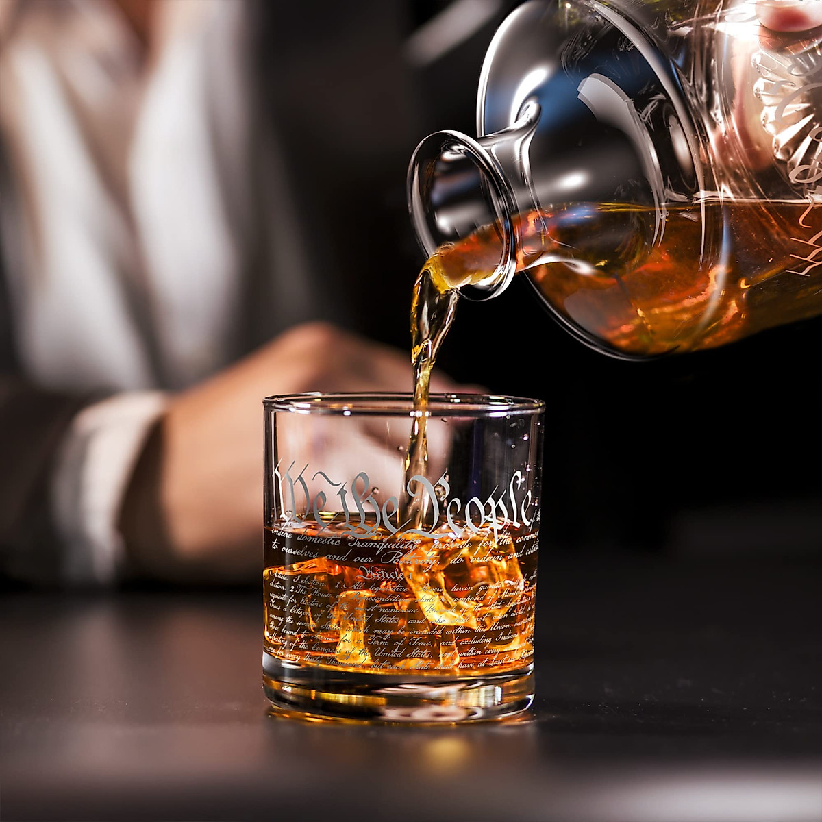 Constitution Of The United States - Old Fashioned Whiskey Rocks Glass - We The People American USA Patriotic Gift - 12 oz