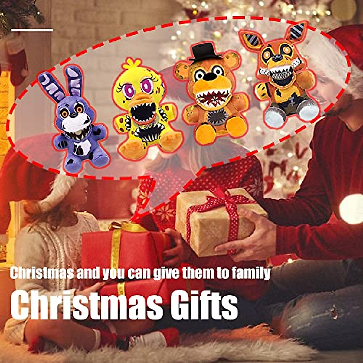 Sumincute Plushies, 4 Pcs FNAF Plushies, Five Nights at Freddy's Plush, FNAF Plushies Set, Freddy's Party Supplies Christmas Birthday Gift for Boys and Girls
