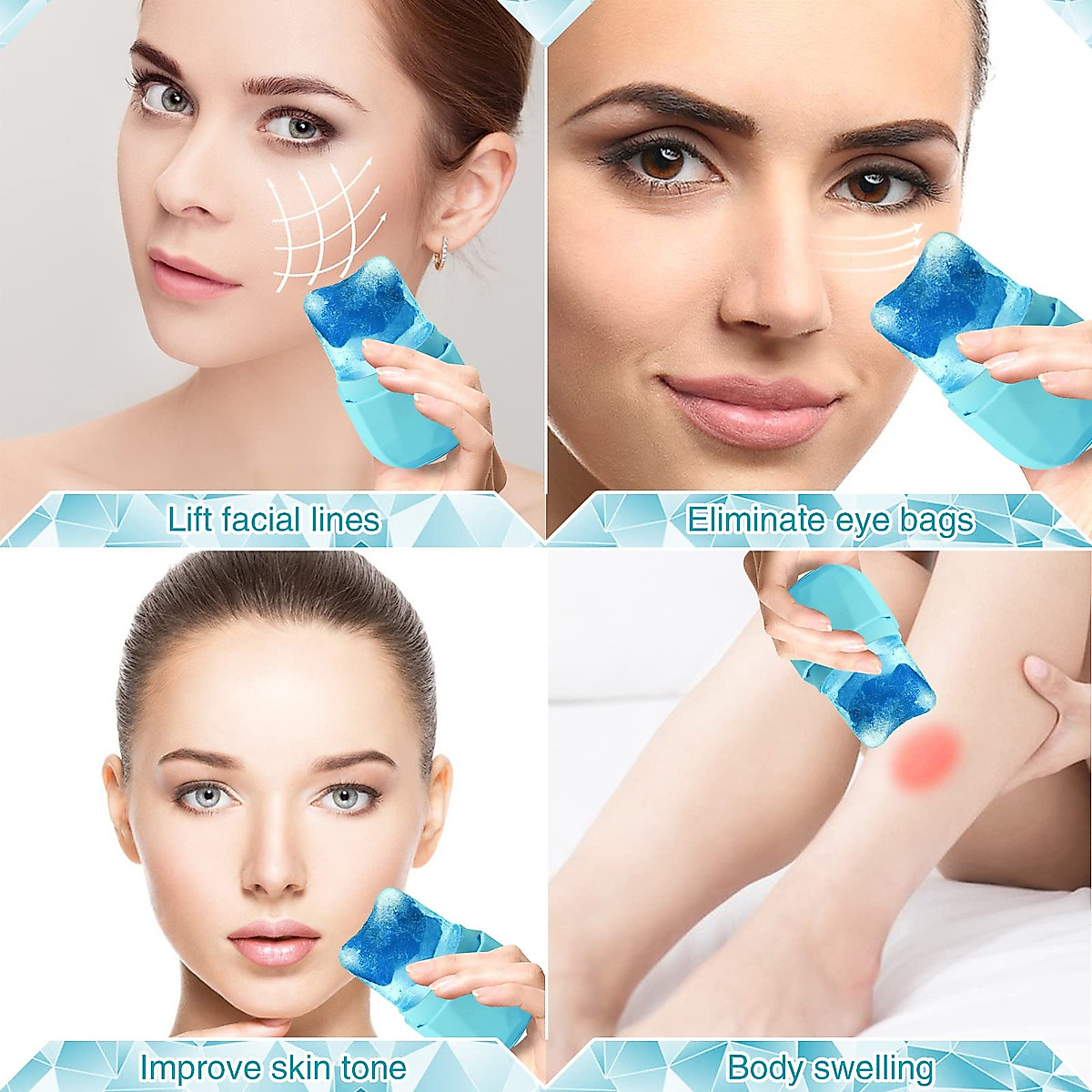 WMKGG Ice Roller for Face, Ice Facial Roller for Face and Eye, Reusable Silicone Molder Facial Treatment Tools (Pink)