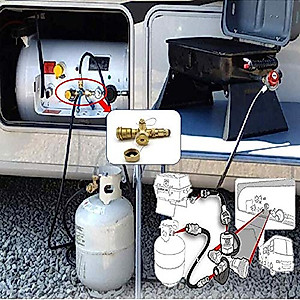 MCAMPAS Propane Cylinder Brass Tee with 4 Port Adapter for Motorhomes Tank RV Camping
