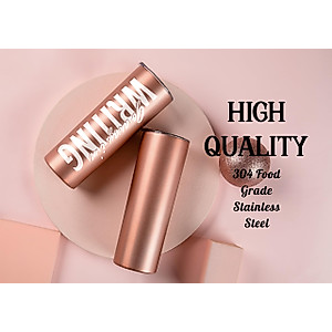 Onebttl Writer Gifts for Women - 20oz/590ml Skinny Stainless Steel Insulated Tumbler with Straw - Graduation/Birthday/Christmas Gift for Writers, Novelist, Scriptwriter - Go Away, Rosegold