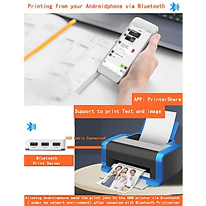 3-Port USB Blue~Tooth Network Print Server | Converts USB Printers to Wireless Network & Blue~Tooth Printers for Windows