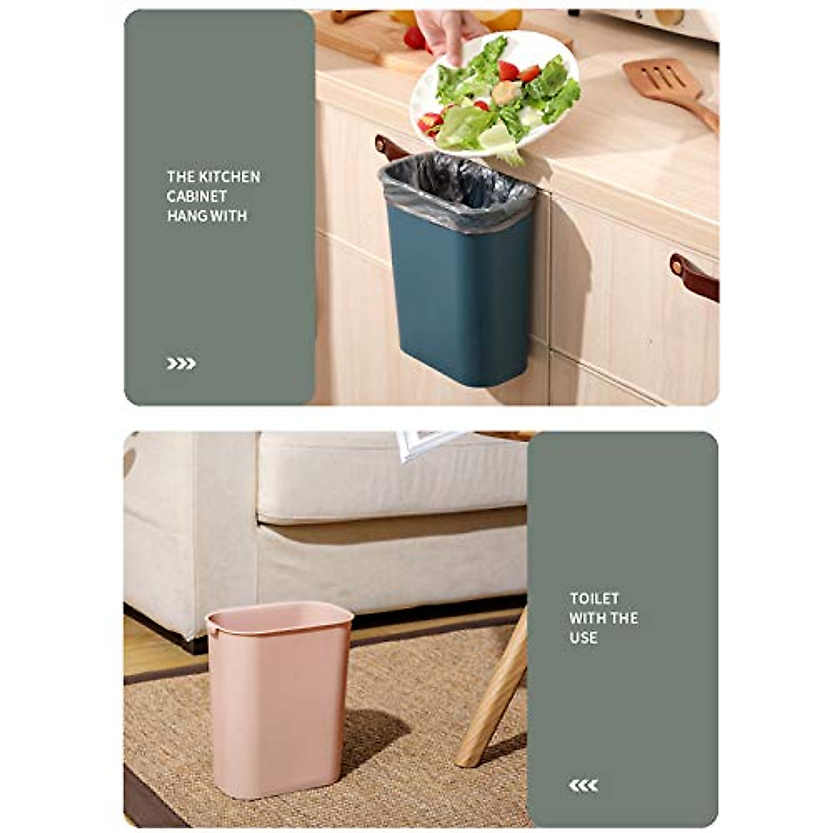 Trash Can Home Kitchen Slide Cover Hanging Trash Rubbish Garbage Can Waste Paper Basket