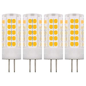 ZHENMING G4 LED Bulbs 110V-130V (Not Low Voltage 12V) G4 Bi-Pin Base Spotlight Lighting Dimmable 5W Warm White 3000K Replace 45W G4 Halogen Lamp, for Under-Cabinet Lights, Ceiling Lights, Pack of 4