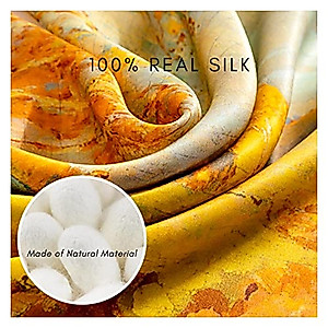 PoeticEHome 100% Real Mulberry Silk Women Small Square Neck Scarfs 21" Lightweight Neckerchief Printed Headscarf Gift Packed (U1 - Painting)