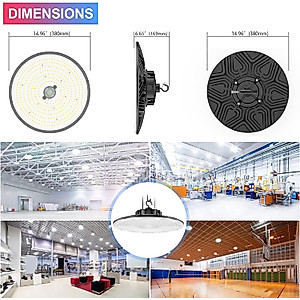 OPENLUX 9 Pack 240W UFO LED High Bay Light 36,000lm 5000K UL Listed Dimmable High Bay LED Shop Light (Dimmer/Remote Controller Included) LED Warehouse Lights 5' Cable AC 100-277V