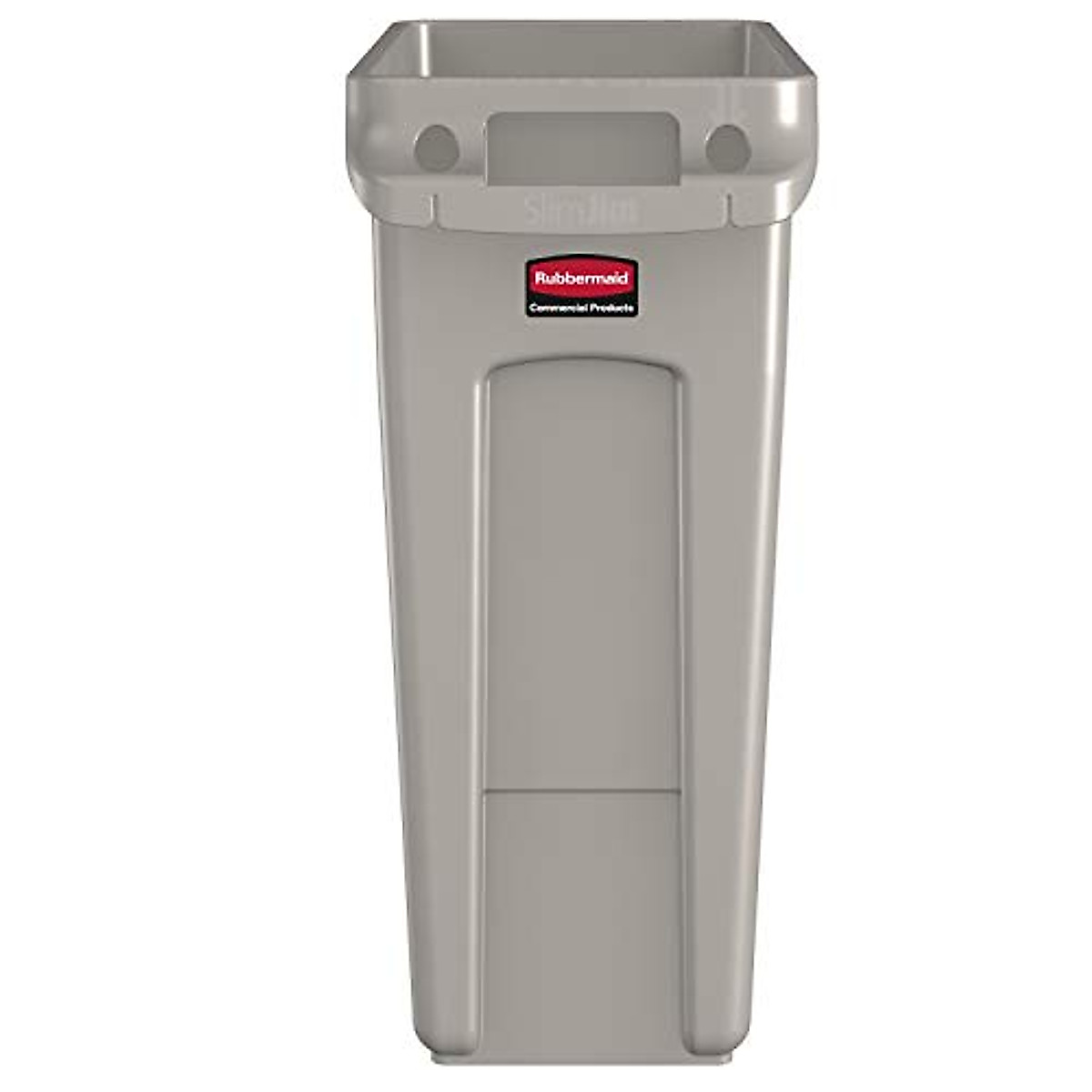 Rubbermaid Commercial Products Slim Jim Trash/Garbage Can with Venting Channels, 16-Gallon, Beige, for Kitchen/Office/Workspace, Pack of 4