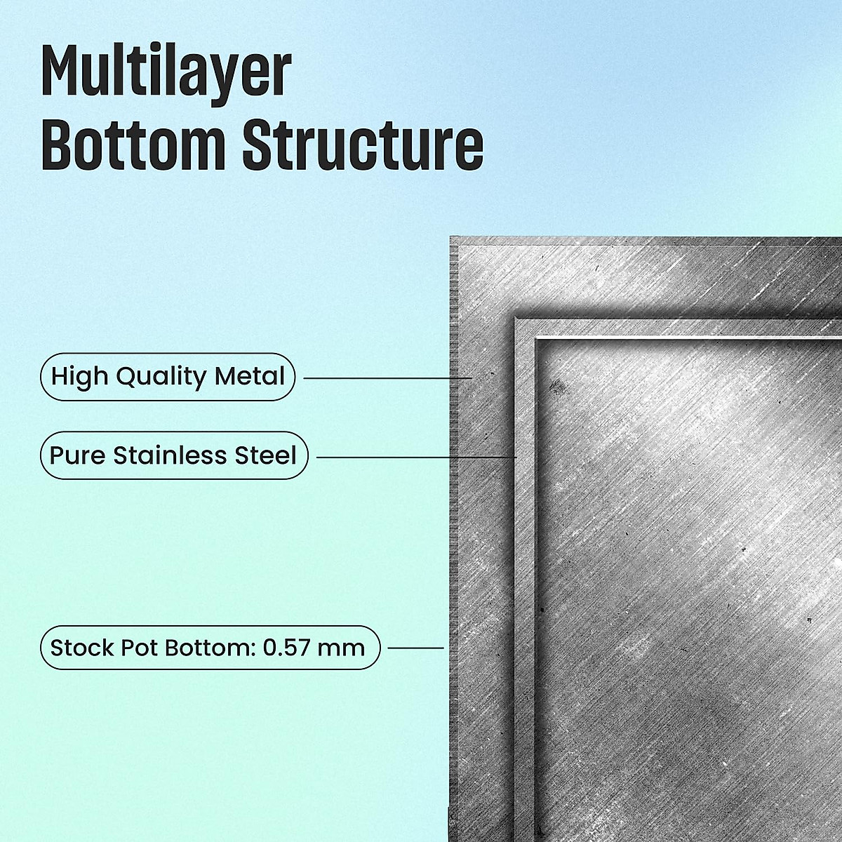 MARBELLA 8 Quart Stainless Steel Stockpot with Lid Food Grade Heavy Duty Multipurpose Stock Pot for Stew, Simmering, Soup Pot, Gas and Dishwasher Safe Rust Free Cookware Silver