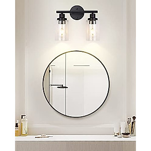 Bathroom Vanity Light,2 Light Black Bathroom Light Fixtures,Vanity Lights for Bathroom,Modern Wall Sconces with Clear Glass Shade,Bathroom Lamp,for Bathroom Vanity Bedroom Farmhouse Living Room